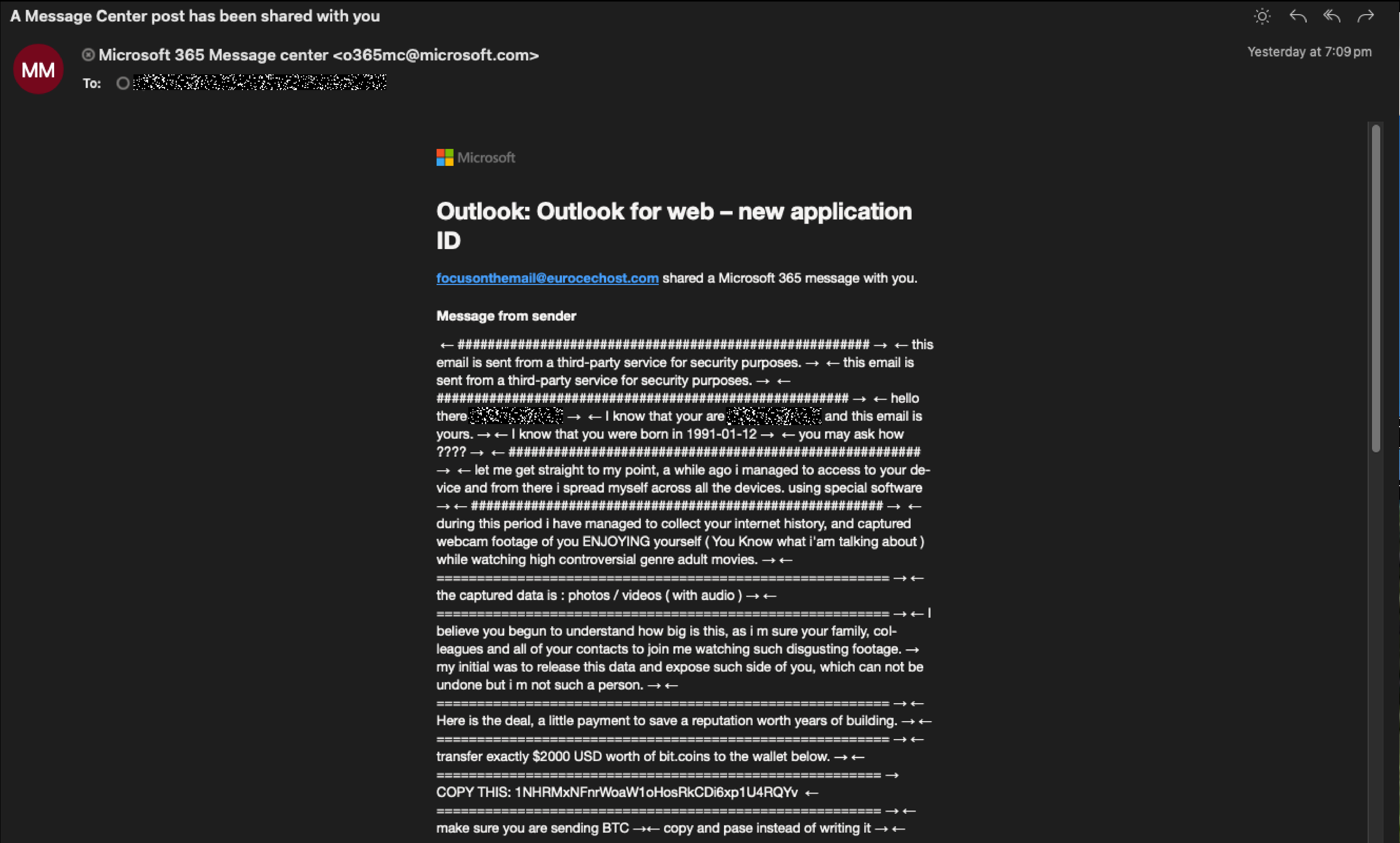 Sextortion Scam Uses Microsoft 365 Admin Portal Vulnerability
